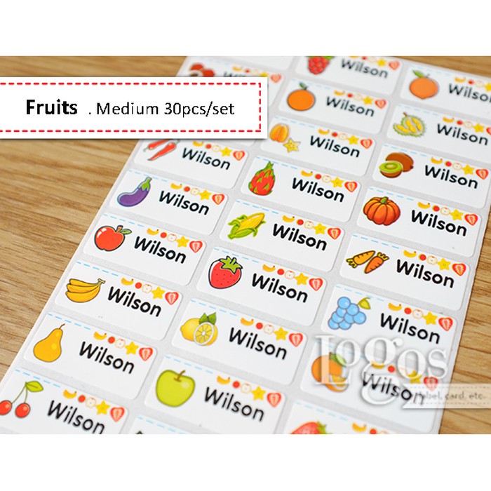 Jual Fruits Label Nama waterproof Sticker nama anak sticker buah-buahan ...