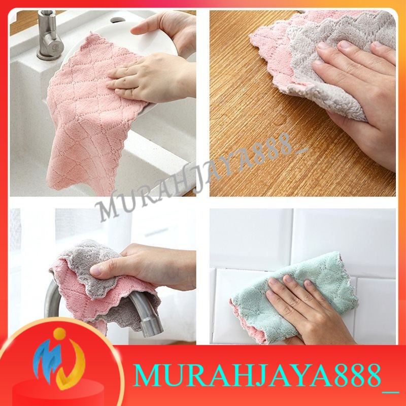 Jual kain lap minyak halus lembut lap alat dapur 2 sisi bahan CORAL ...