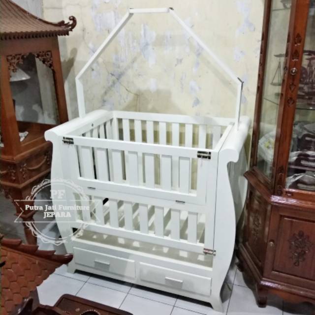 Jual Box Bayi tempat tidur Anak bahan kayu jati warna putih | Shopee ...