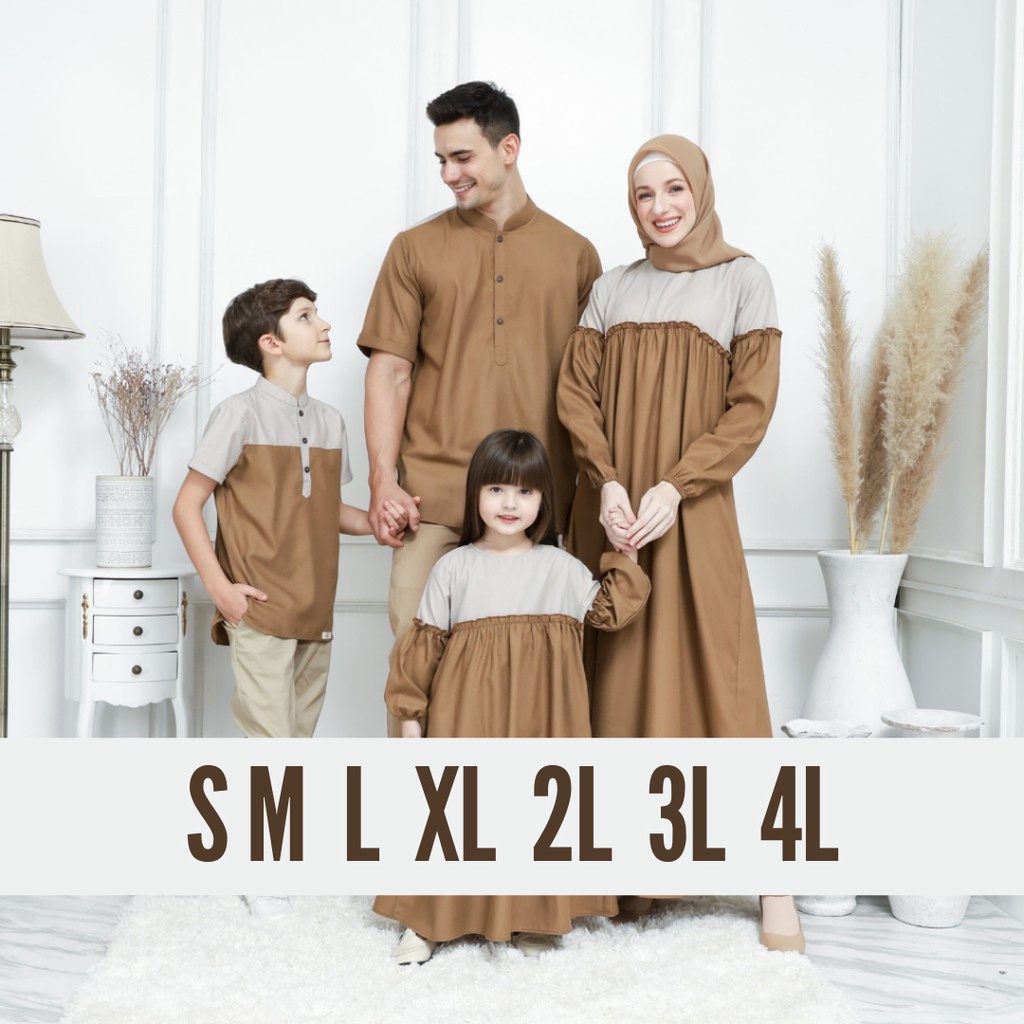 Jual S M L XL 2L 3L 4L Set Keluarga Sarimbit Muslim Couple Kemeja Koko Gamis Anak | Shopee Indonesia