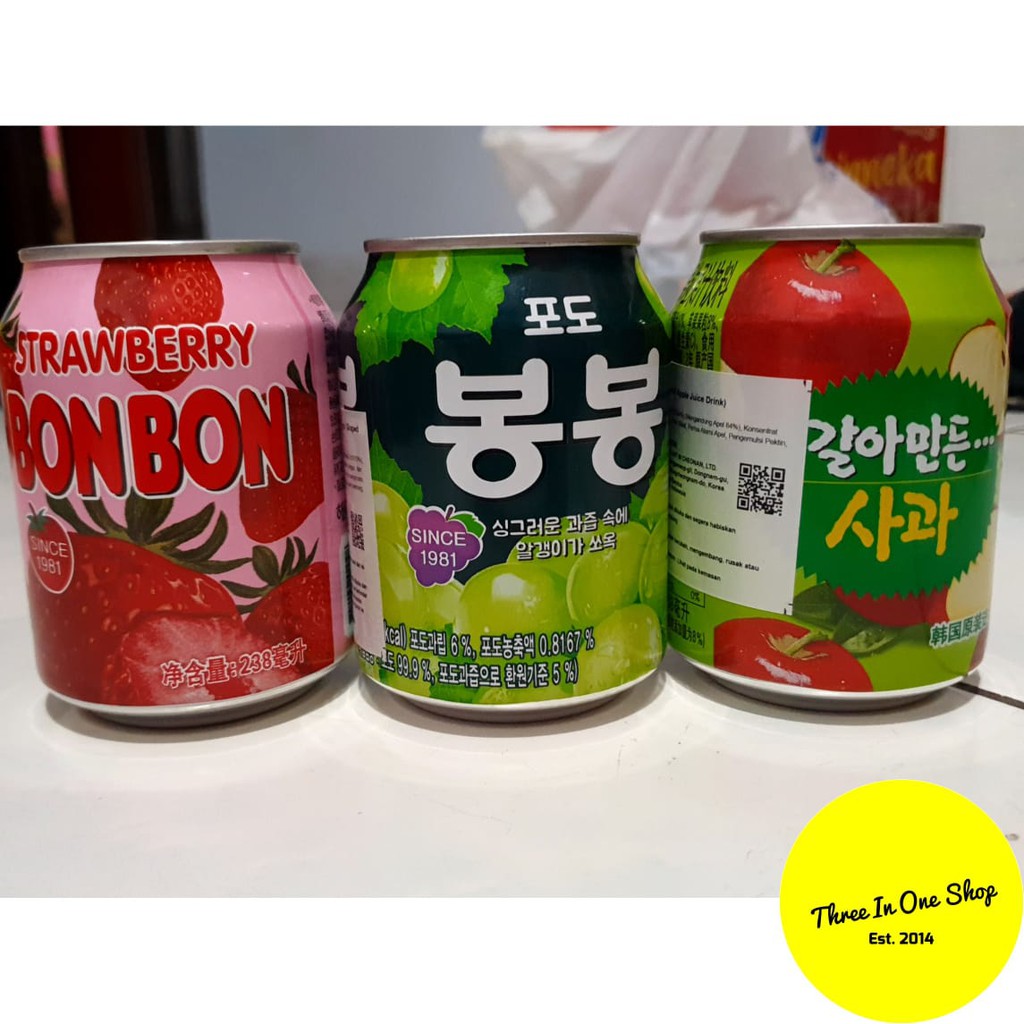 Jual [READY STOCK] Haitai Bonbon Juice Grape/Apple/Strawberry/Peach 238ml | Shopee Indonesia