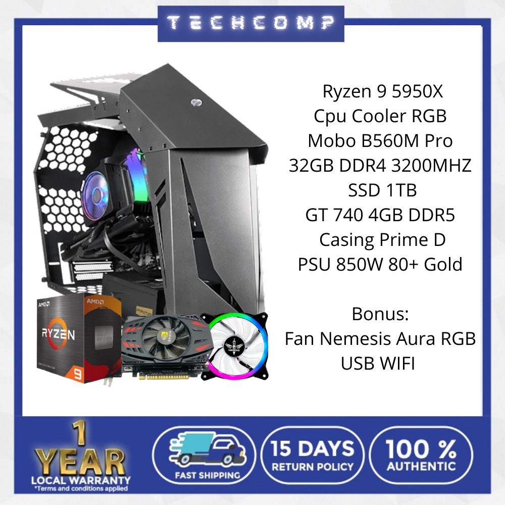 Jual PC Gaming Multimedia RGB Ryzen 9 5950X Ram 32gb Vga 4gb SSD 1TB ...