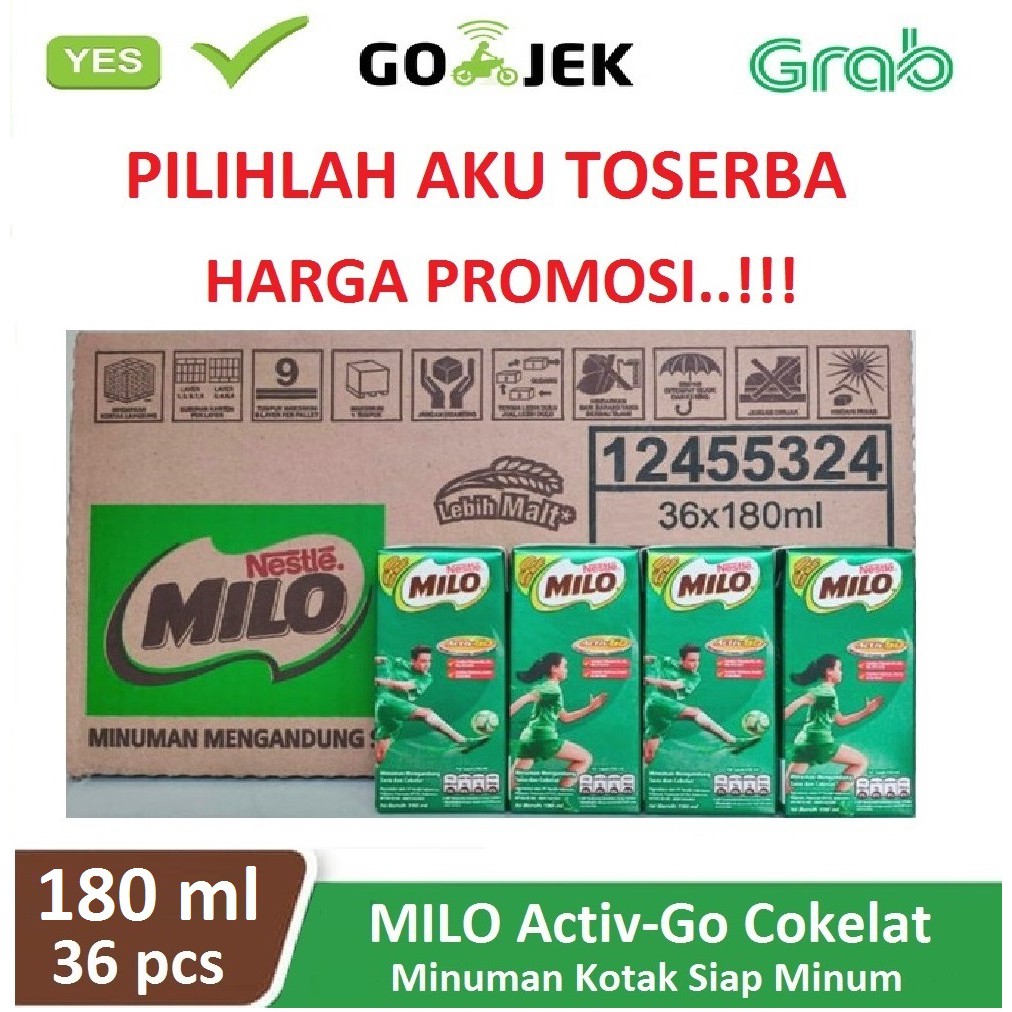 Jual Susu Milo 180 ml Kotak Coklat ACTIVE GO UHT (1 dus isi 36) | Shopee Indonesia