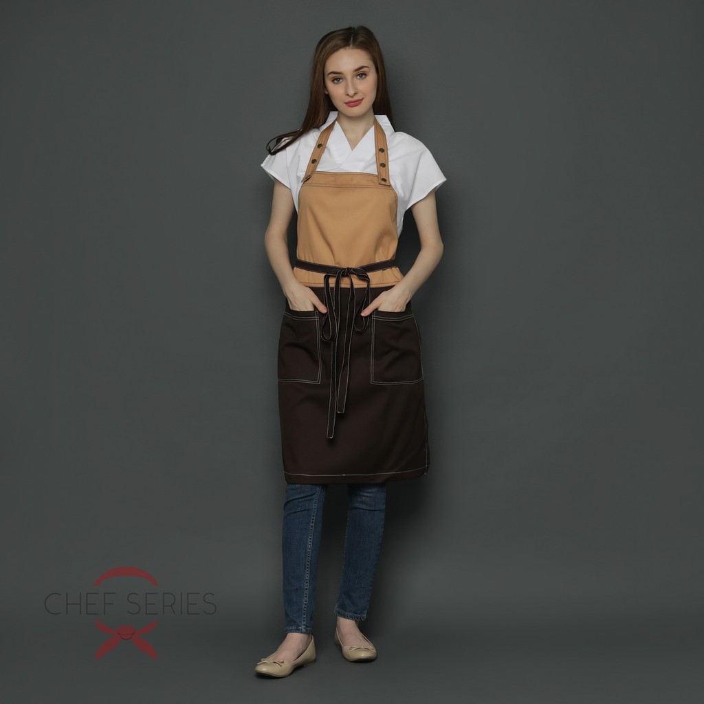 Jual Chef Series Quartz 2 Tone Full Panjang Apron - Coklat | Shopee ...