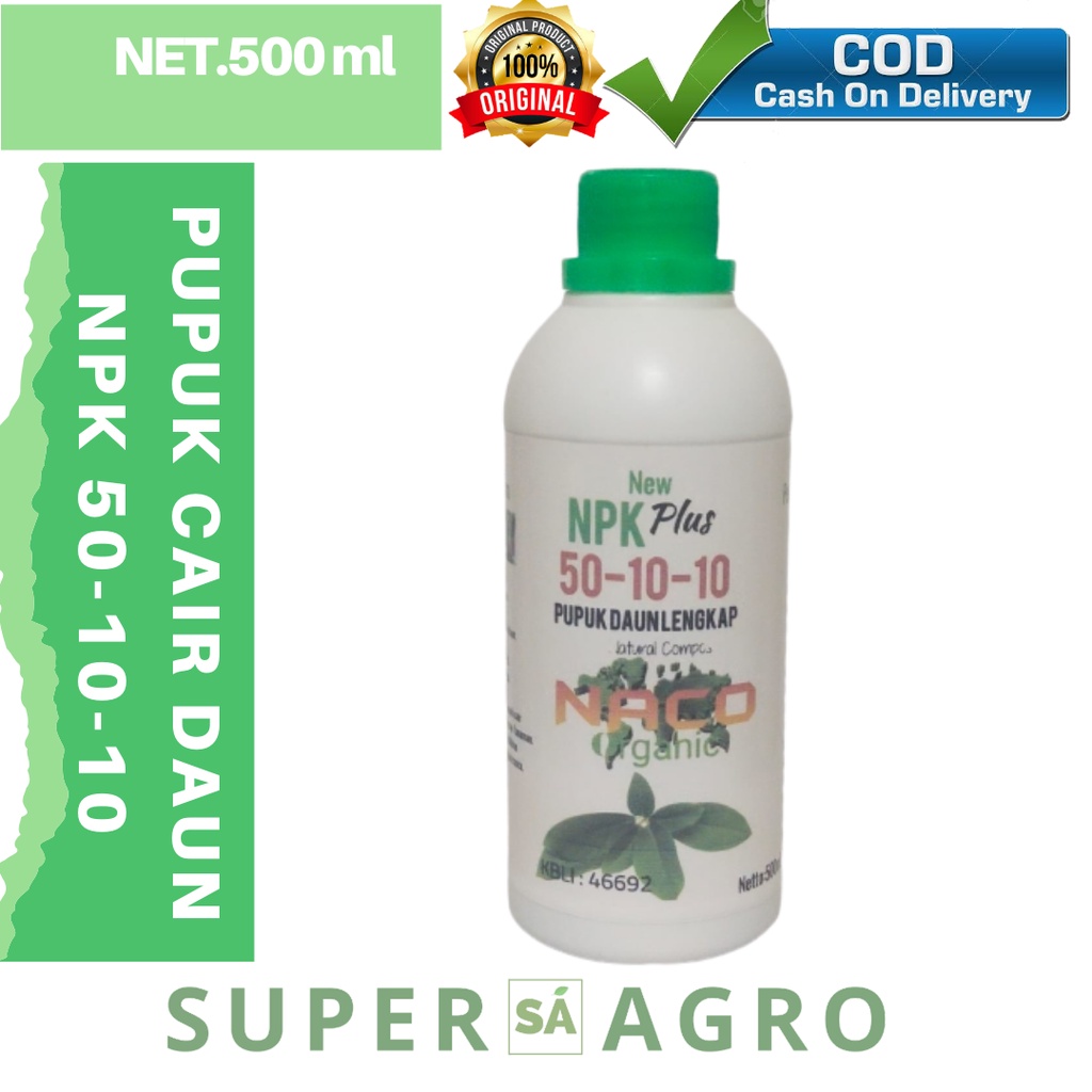 Jual NACOPlus Pupuk NPK Cair 50-10-10 isi 500ml Pupuk Daun Lengkap | Shopee Indonesia