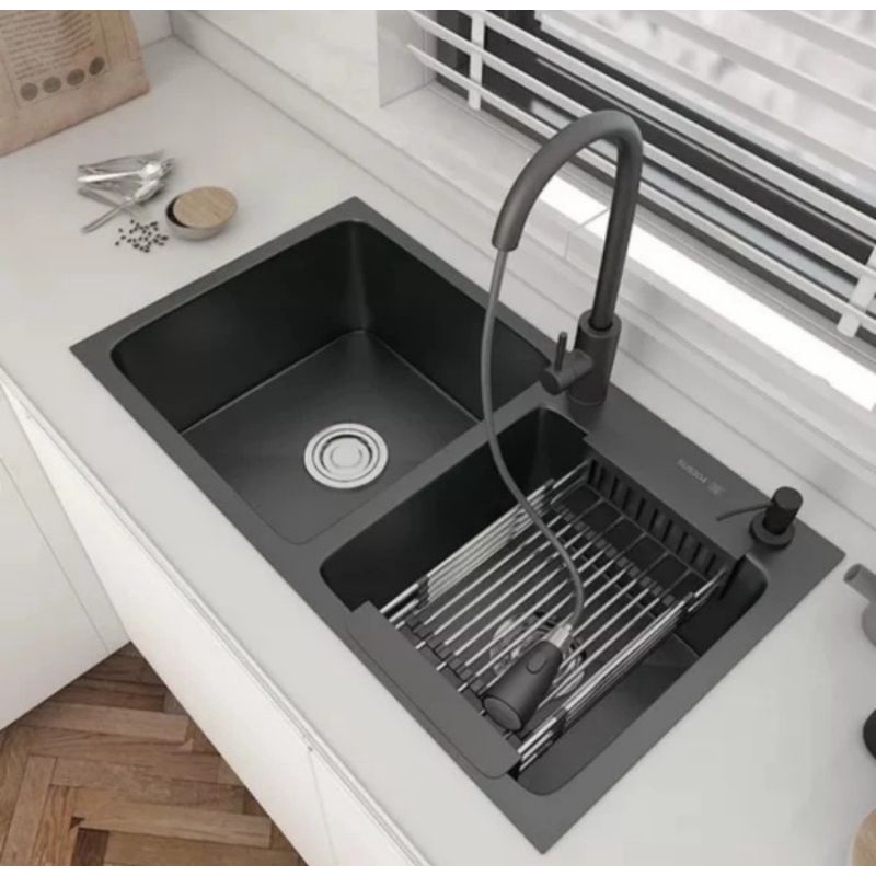 Jual kitchen sink INOBE 8245 sink stainless hitam INOBE 8245 bak cuci ...