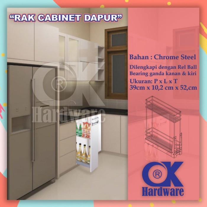 Jual Rak Tarik Botol Drawer Basket Ok 023A For Kitchen Set Cabinet 150 ...