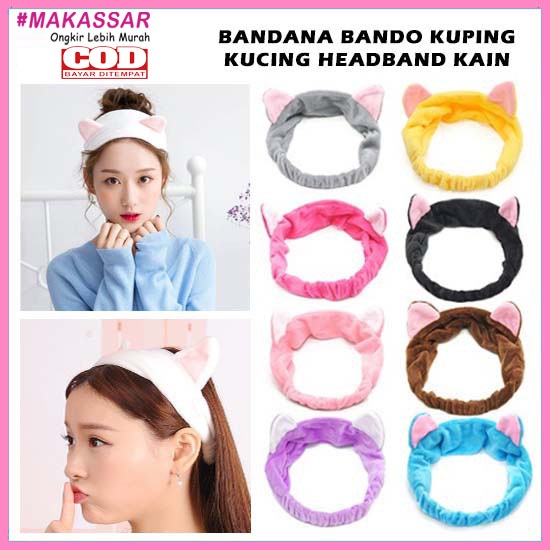 Jual Bando Bandana Korea Import Headband Kain Karet Motif Kuping Kucing ...