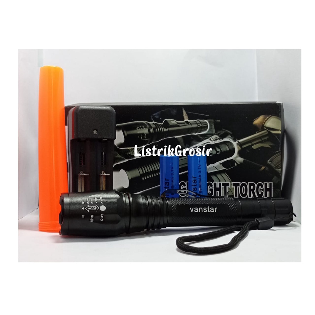 Jual Senter Swat Police Cree T6 2 Batu Baterai + Charger Zoom + Cone Lalin | Shopee Indonesia