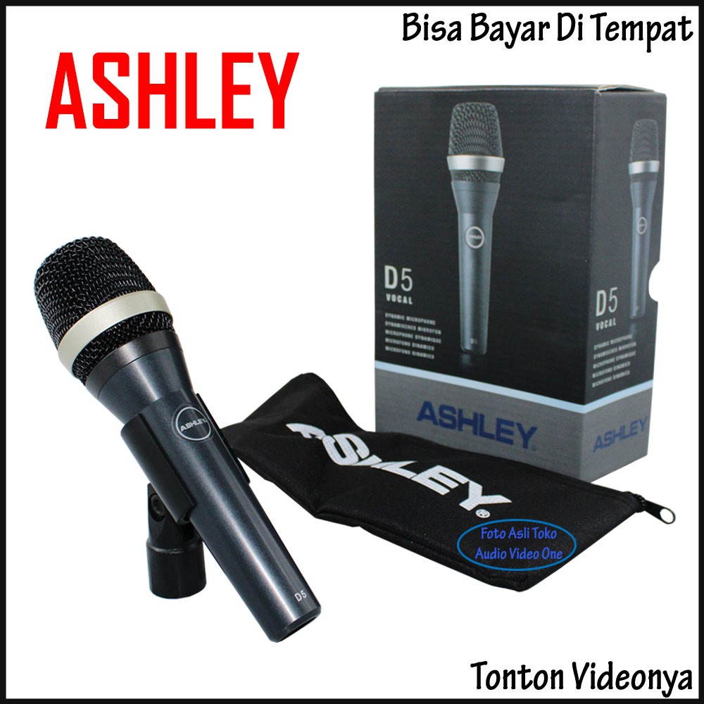 Jual Mic Vocal Ashley D5 Microphone Dynamic Free Holder Mik Karaoke ...