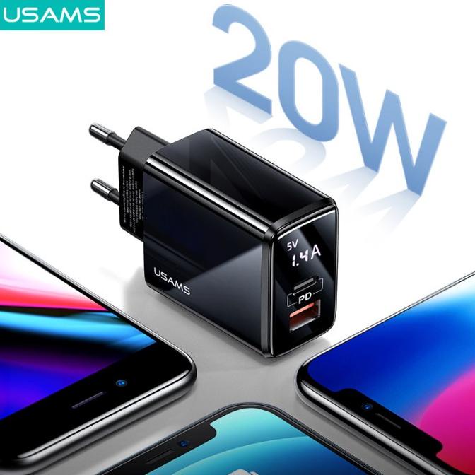 Jual [COD] USAMS T40 Adapter Charger Fast Charge Digital Display QC3.0 ...