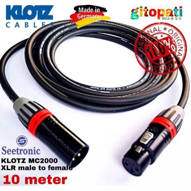 Jual KLOTZ MC2000 microphone cable vs XLR seetronic 10 meter | Shopee ...