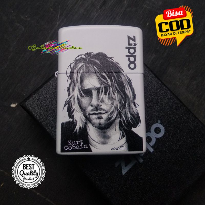 Jual KOREK API ZIPPO PUTIH MATTE KURT COBAIN SKETSA DESIGN BEST QUALITY ...