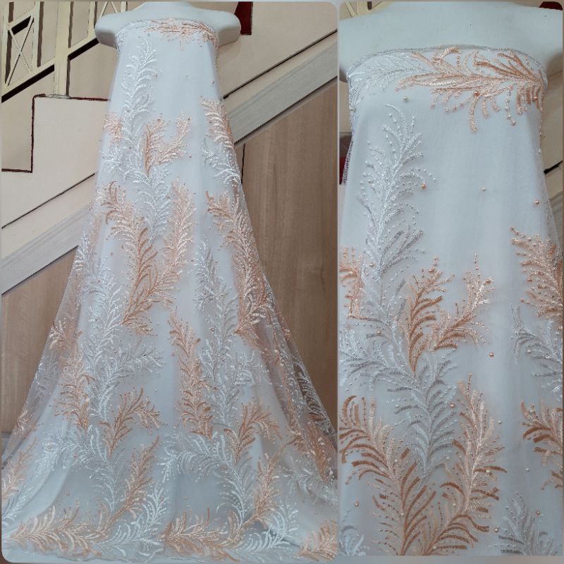 Jual Kain Tile/Tulle Tutton Merambat Bordir, Tile akar mutiara, kain ...