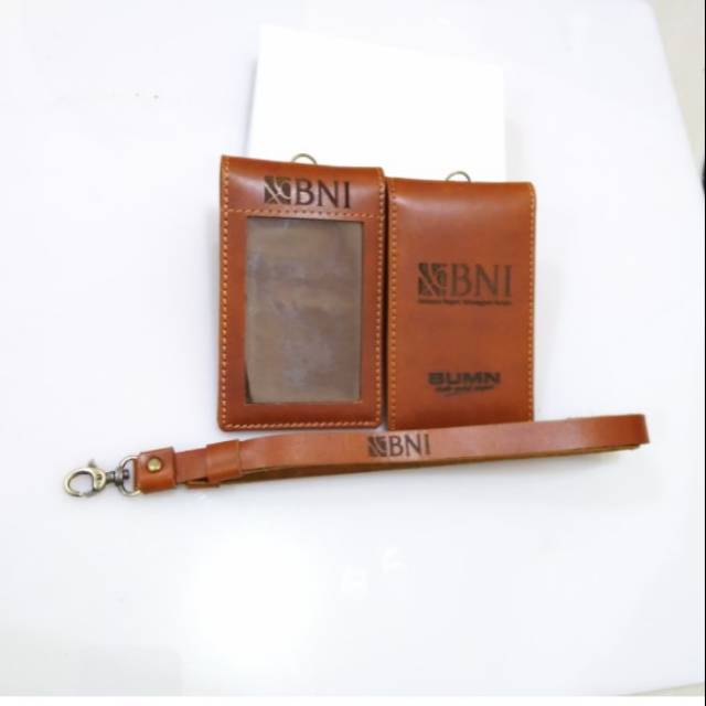 Jual Name Tag Id Card Holder Logo BNI Kulit Asli | Shopee Indonesia