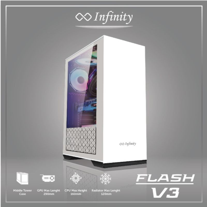 Jual CASING INFINITY FLASH V3 WHITE ( Stylist Hinge Tempered Design ...
