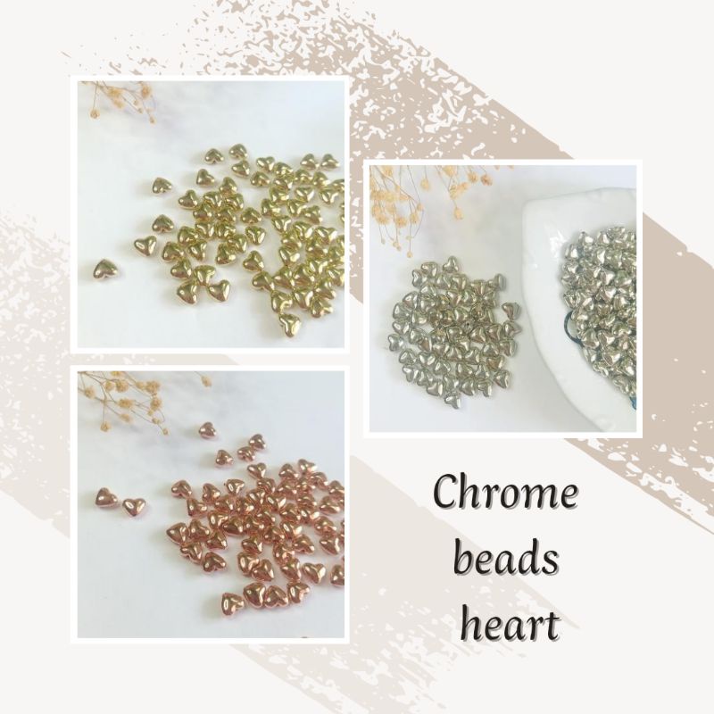 Jual Chrome beads heart / manik love chrome (25 gr) | Shopee Indonesia