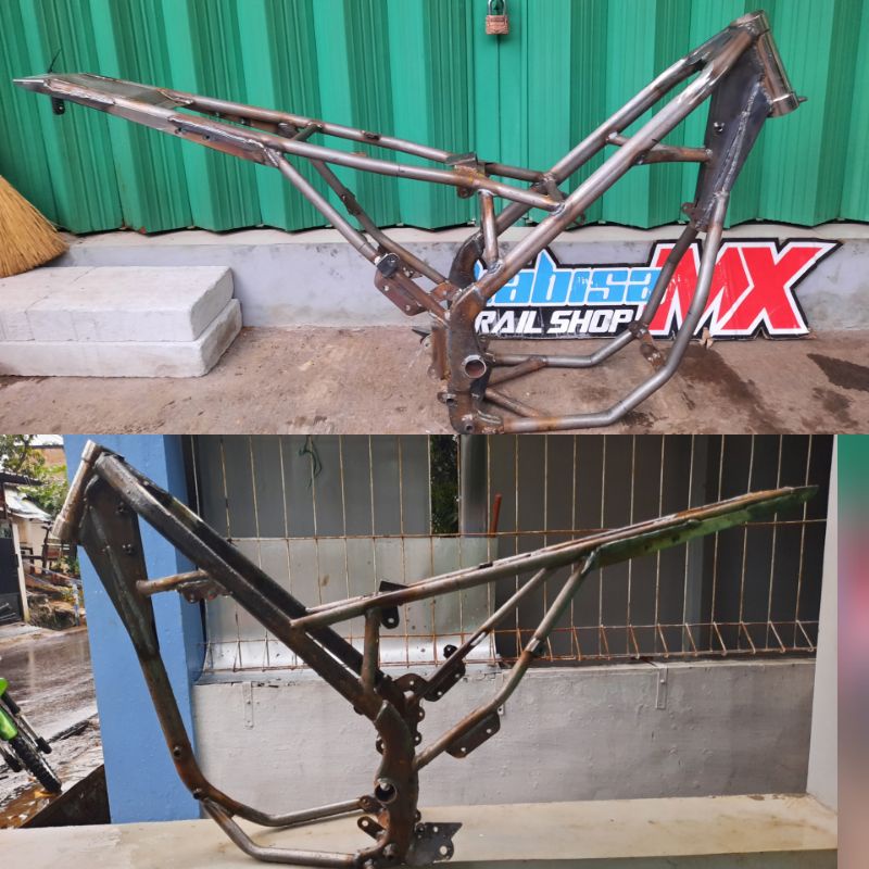 Jual rangka trail klx 150 ovale mentahan belum dicat bisa pnp mesin rx king tiger scorpio ninja ...