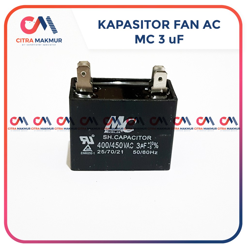 Jual Kapasitor Fan AC 3 uf merk MC Kaki 4 Capasitor mikro Kipas Outdoor Mesin Air conditioner ...