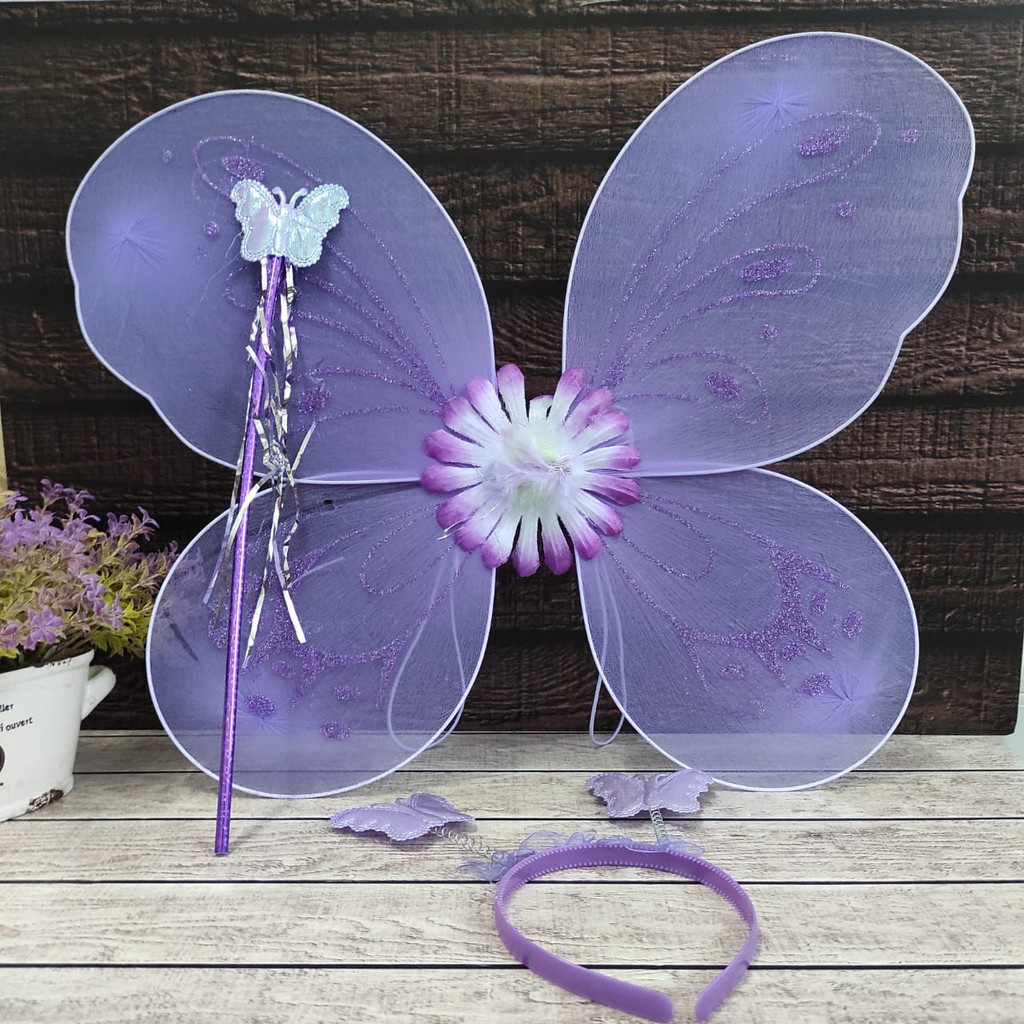 Jual Sayap set butterfly anak / sayap peri dengan tongkat dan bando ...