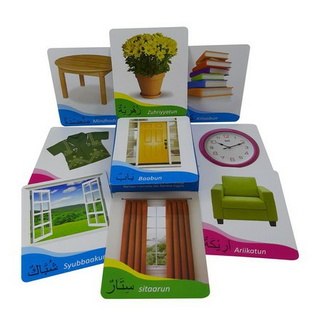 Jual Flash Card Benda Bahasa Arab Indonesia Inggris Kartu Pintar Glossy ...