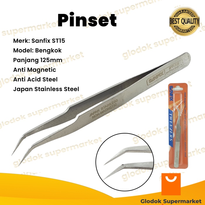 Jual Pinset Sanfix 125mm Pencapit Bengkok 125 mm Tweezer ST15 | Shopee ...
