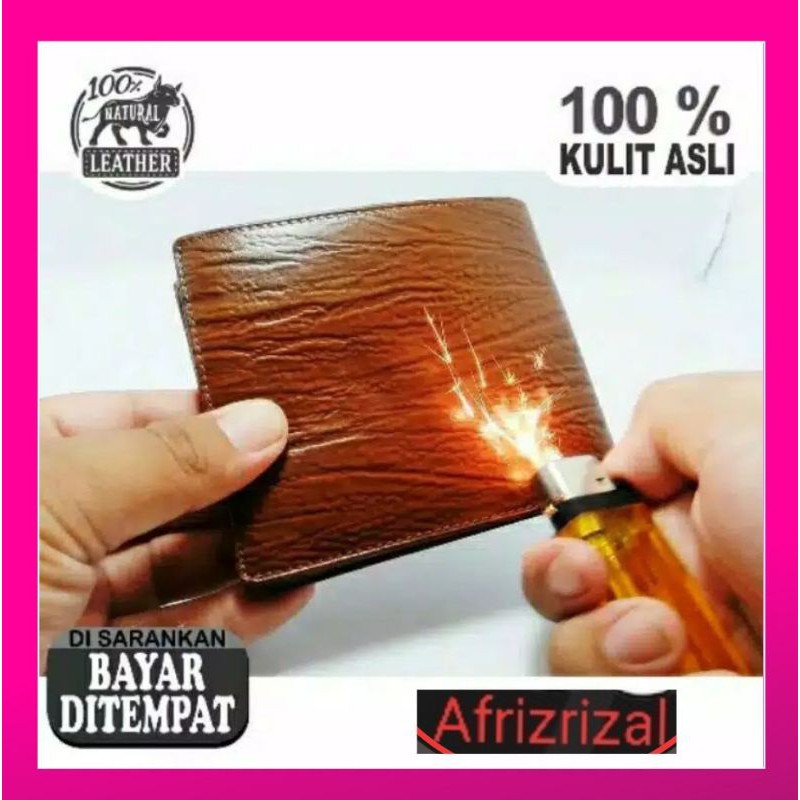 Jual Dompet Kulit Asli 100% Kulit Sapi TAHAN API Kulit Motif Serat Kayu ...