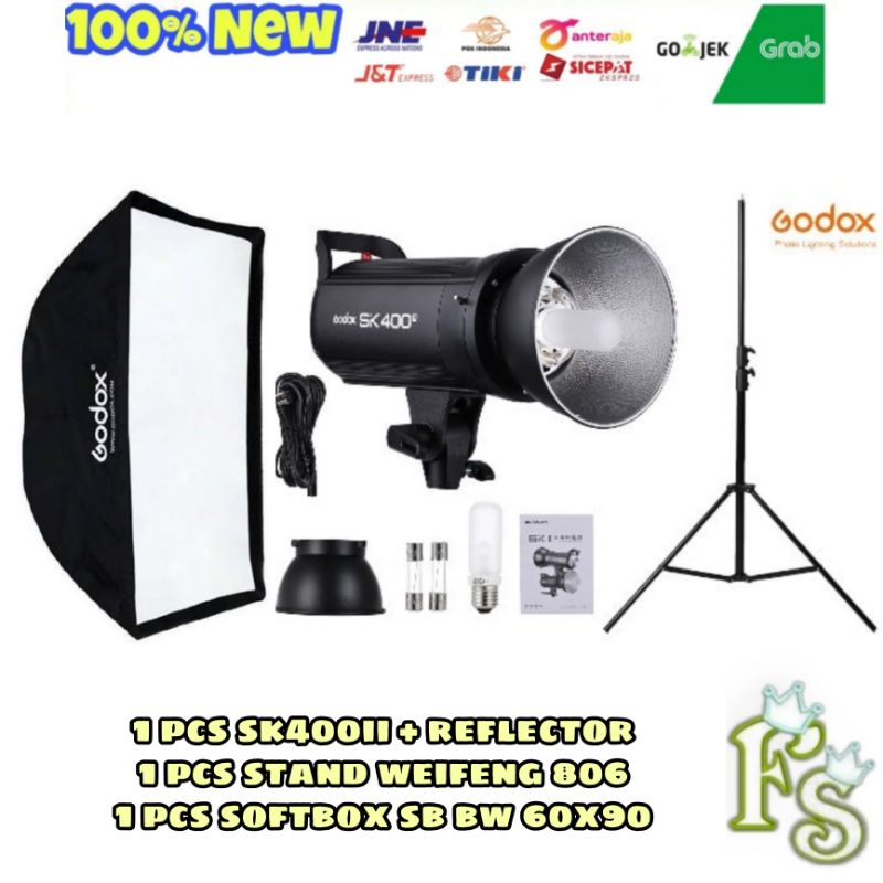 Jual Paket Lampu Studio Flash Godox SK400II + Stand + Softbox 60x90 ...