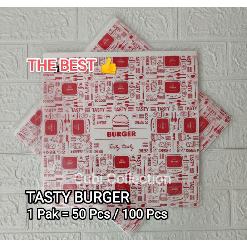 Jual KERTAS NASI BURGER MOTIF 30x30 LAMINASI KFC MCD KEBAB HOTDOG ...
