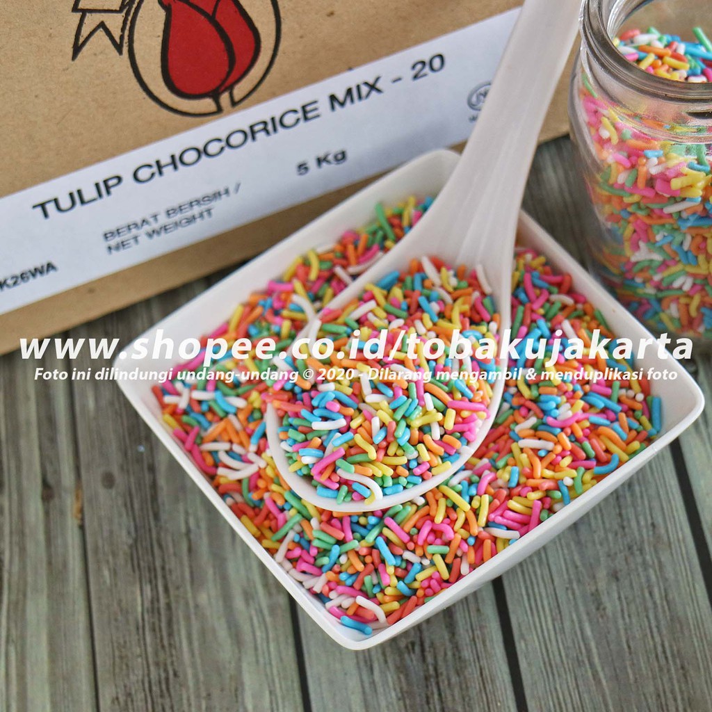Jual Tulip Meses Rainbow MIX 250gr Chocorice MIX Mesis Warna Warni ...