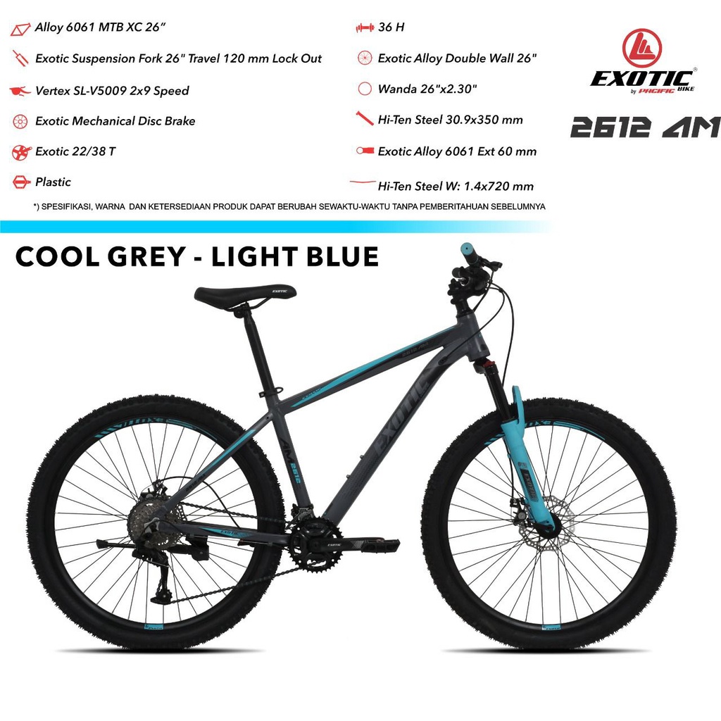 Jual SEPEDA GUNUNG 26 INCH / MTB 2612 AM ( 26 INCH ) EXOTIC | Shopee ...