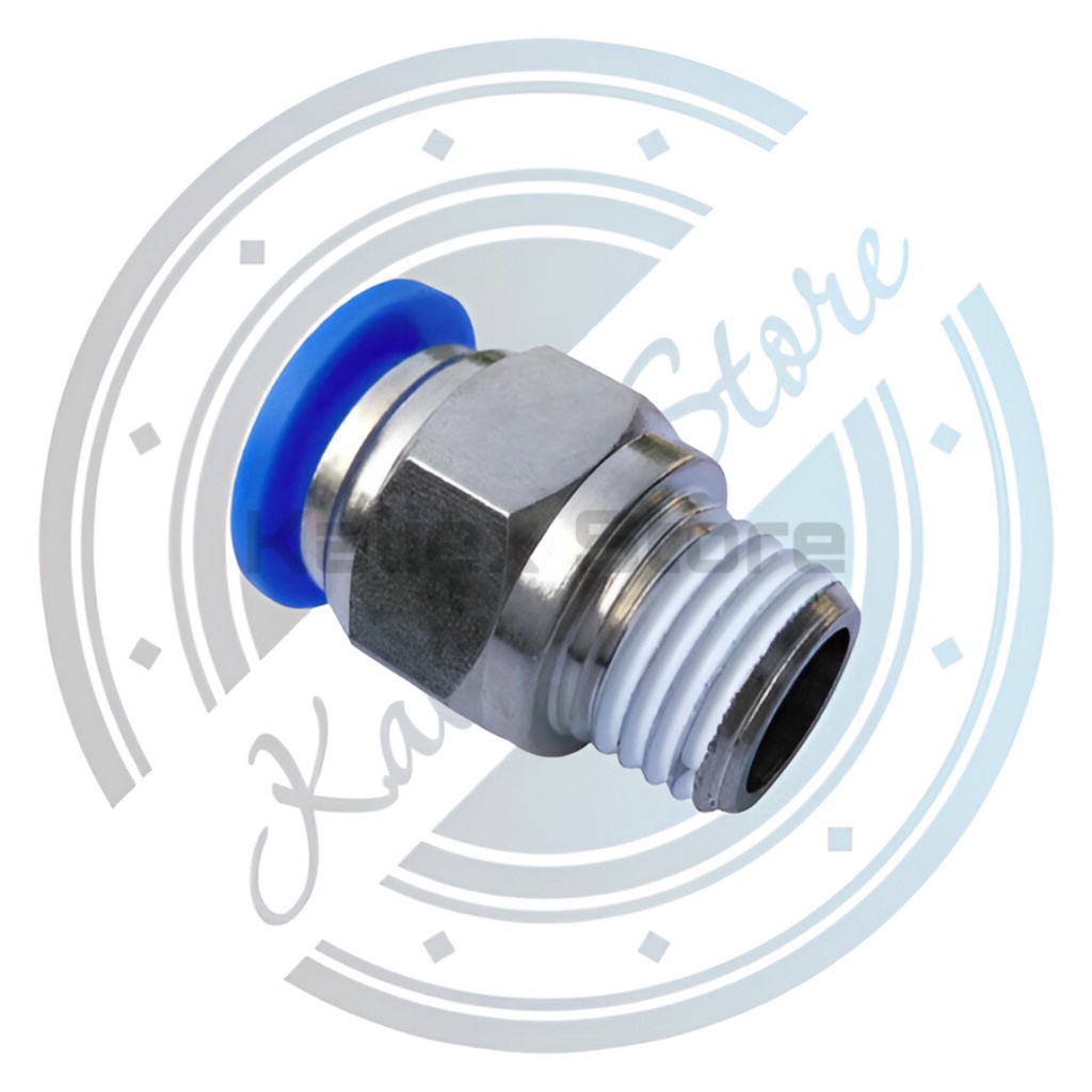 Jual Fitting Pneumatic Lurus Selang 10mm Drat 3/8 inch - PC10-03 ...