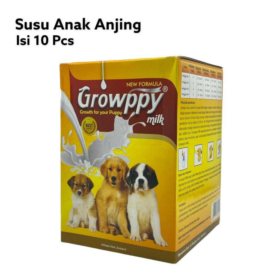 Jual GROWPPY MILK 1 BOX (ISI 10 SACHET) SUSU ANJING (0-2 BULAN) NEW FORMULA | Shopee Indonesia