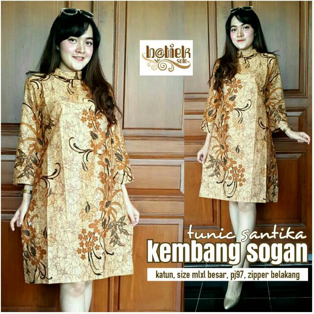 Jual TUNIC SANTIKA KEMBANG SOGAN BUNGA RAMBAT TUNIK MINIDRESS PANJANG ...