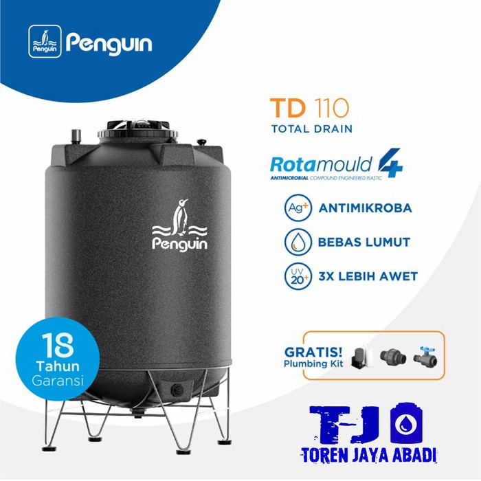 Jual new Toren Air Total Drain Penguin TD 110 HITAM 1.050 Liter ...