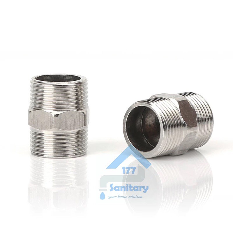 Jual Double nepel 1/2 inch stainless DN12- dobel nepel fitting sambungan pipa keran air dobel ...