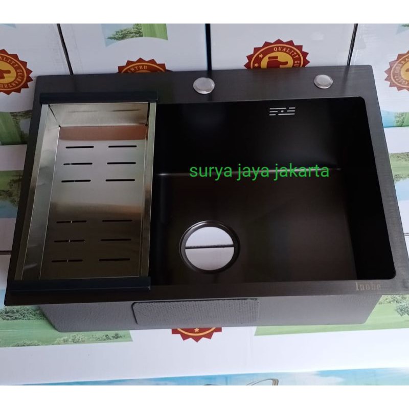 Jual Kitchen sink kotak minimalis hitam INOBE 6045 / kitchen sink ...