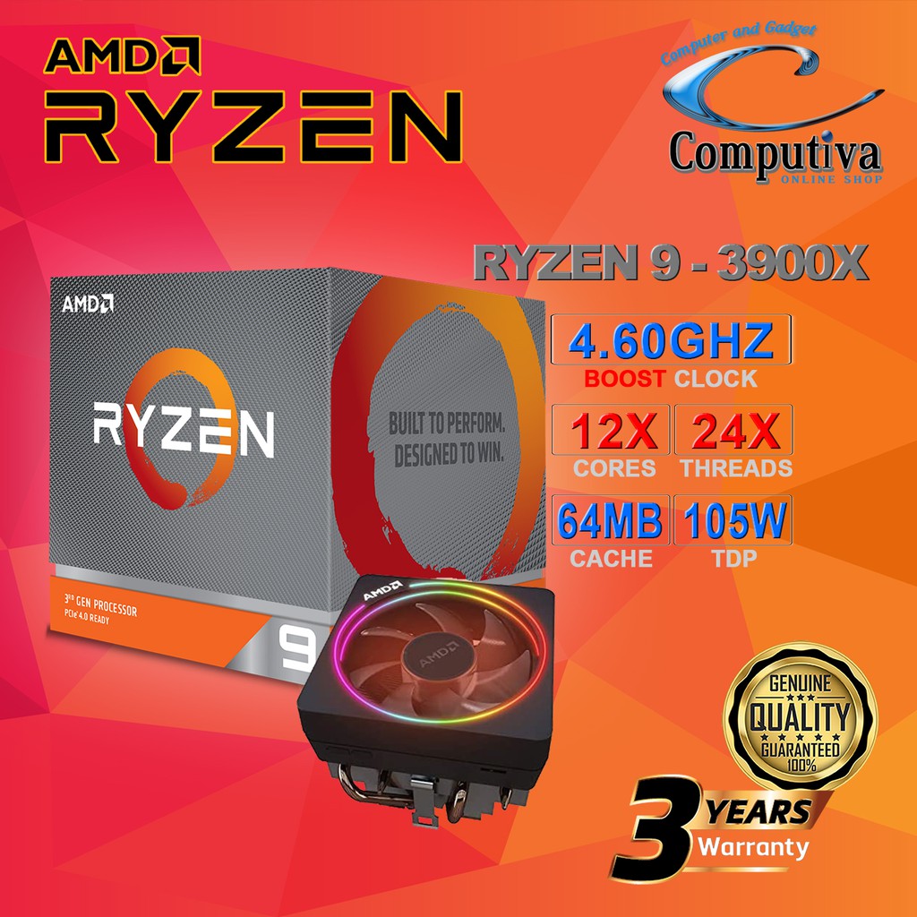 Jual AMD RYZEN 9 3900X BOX (AM4, 3.80-4.60GHZ, 64MB) | Shopee Indonesia