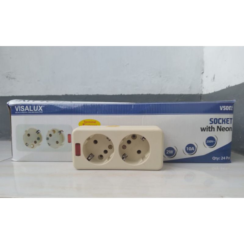 Jual stop kontak terminal colokan 2 lubang visalux | Shopee Indonesia