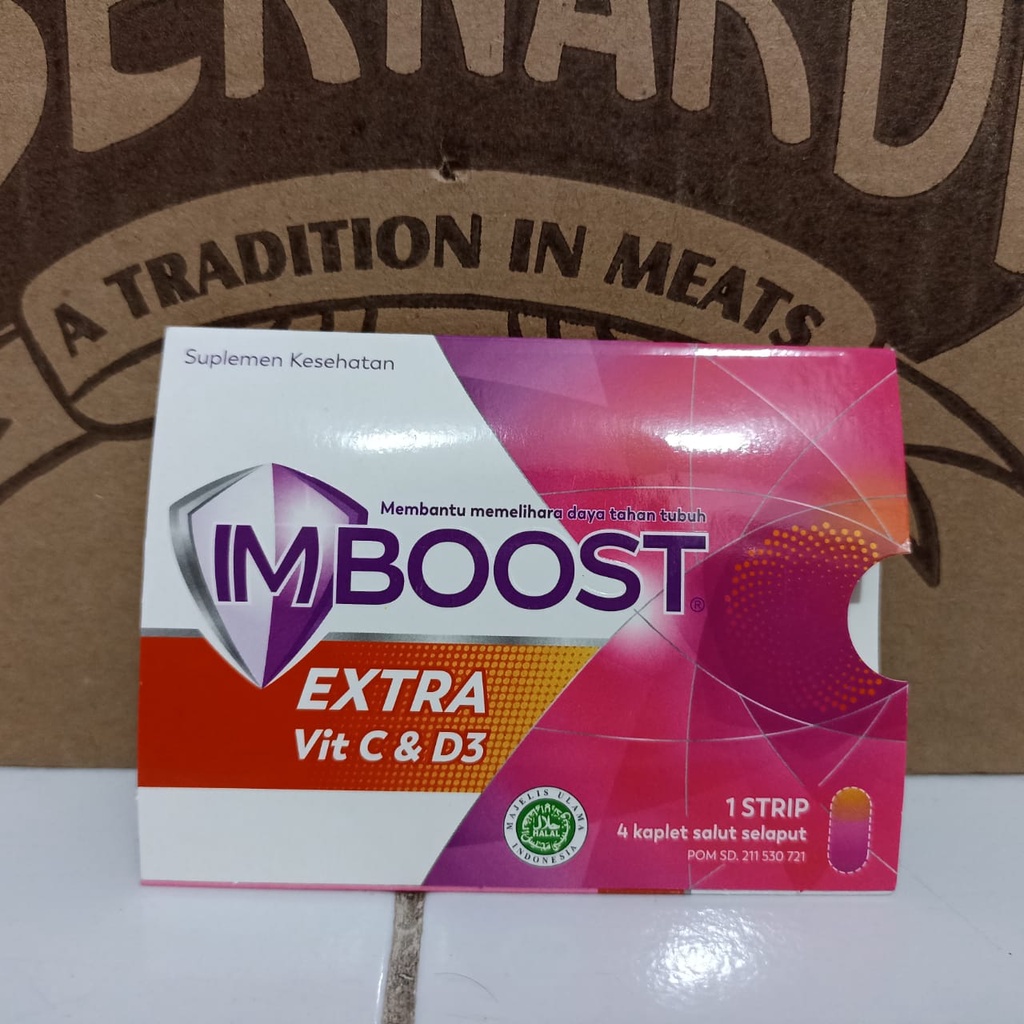 Jual Imboost Suplemen Kesehatan Extra Vit C & D3 1 Strip isi 4 Tablet ...