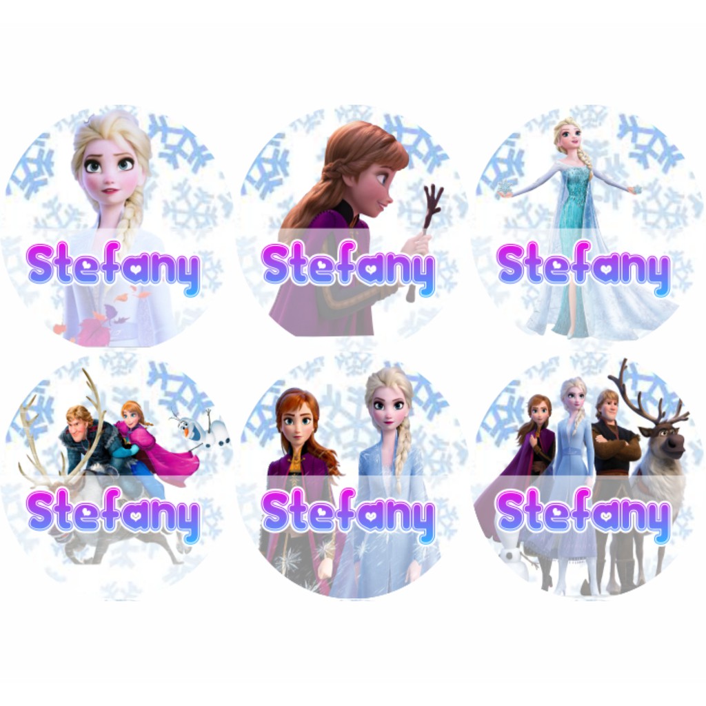 Jual STIKER LABEL NAMA WATERPROOF CIRCLE FROZEN II | Shopee Indonesia