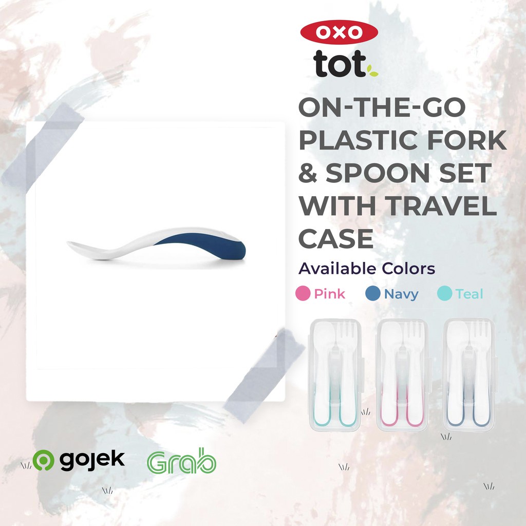 Jual OXO Tot On The Go Plastic Fork and Spoon Set With Travel Case sendok garpu bayi untuk ...