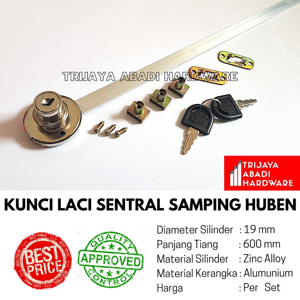 Jual Kunci Laci Sentral Samping HL 108 - Huben Central Drawer Lock ...