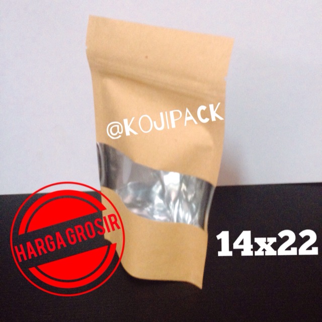 Jual Standing Pouch Paper Alumunium Foil 14x22 Window Kraft Alu ...