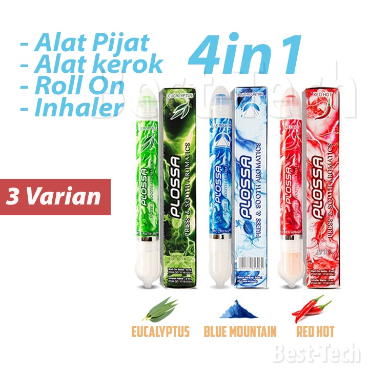 Jual Minyak Angin Aromaterapi Plossa 4in1 Alat Pijat Kerok Roll On ...