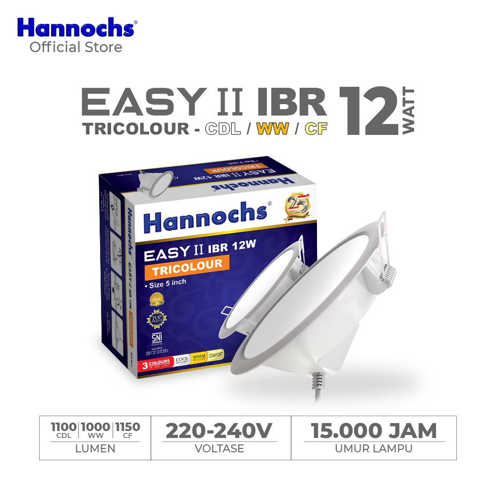 Jual Hannochs Lampu Downlight LED EASY II 12W IBR Tricolour INBOW ...
