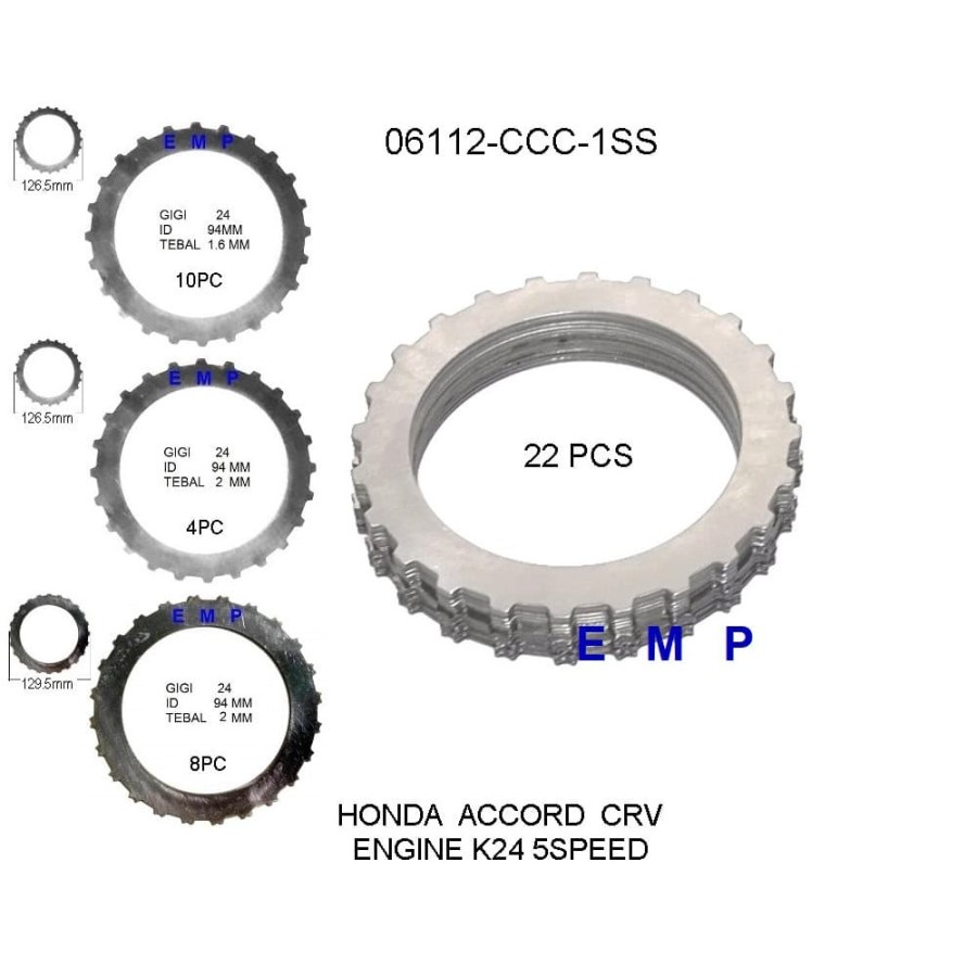 Jual PLAT BESI SET MATIC STEEL DISC AUTO KIT ACCORD CRV 5AT 06112-CCC ...