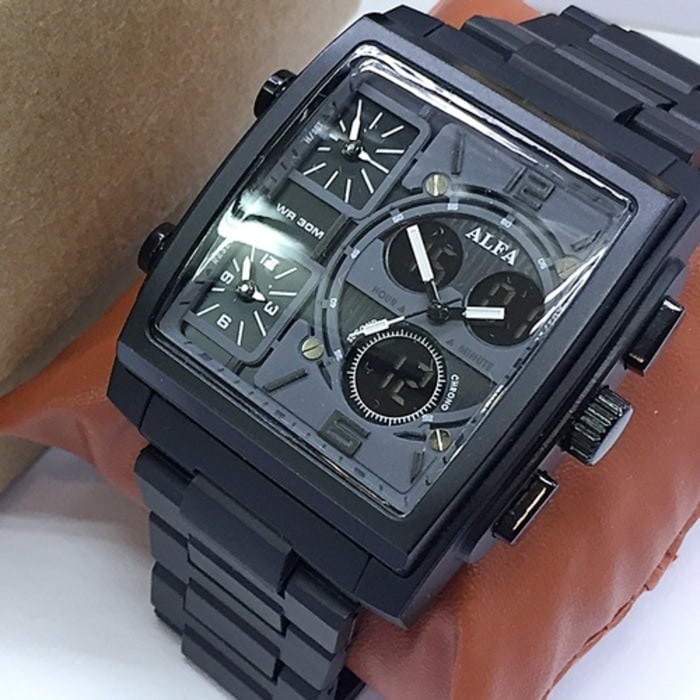 Jual Jam Tangan Pria / Cowok Alfa Tristan Original Rantai Black White ...