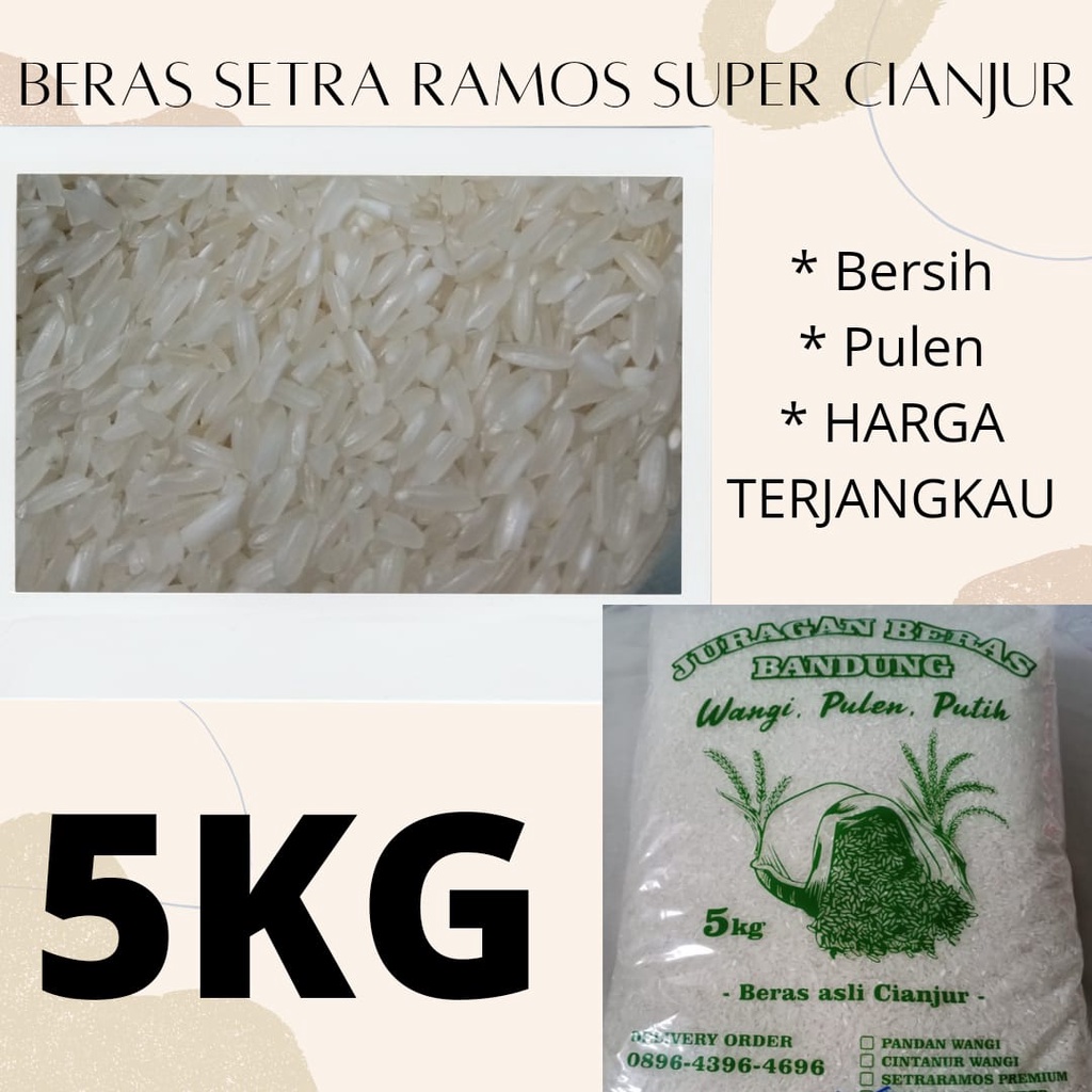 Jual BERAS HARGA SETRA RAMOS SUPER 5KG ASLI CIANJUR HARGA GLOSIR | Shopee Indonesia