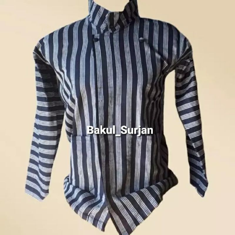Jual Baju Jawa Surjan Lurik Motif Abu Garis Besar / Surjan Lurik / Surjan Pria Adat Jawa / Tenun ...